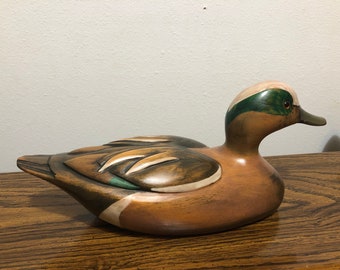 Tom Taber Vintage Ducks Unlimited Wooden Box With Wooden Carved Mallard ...