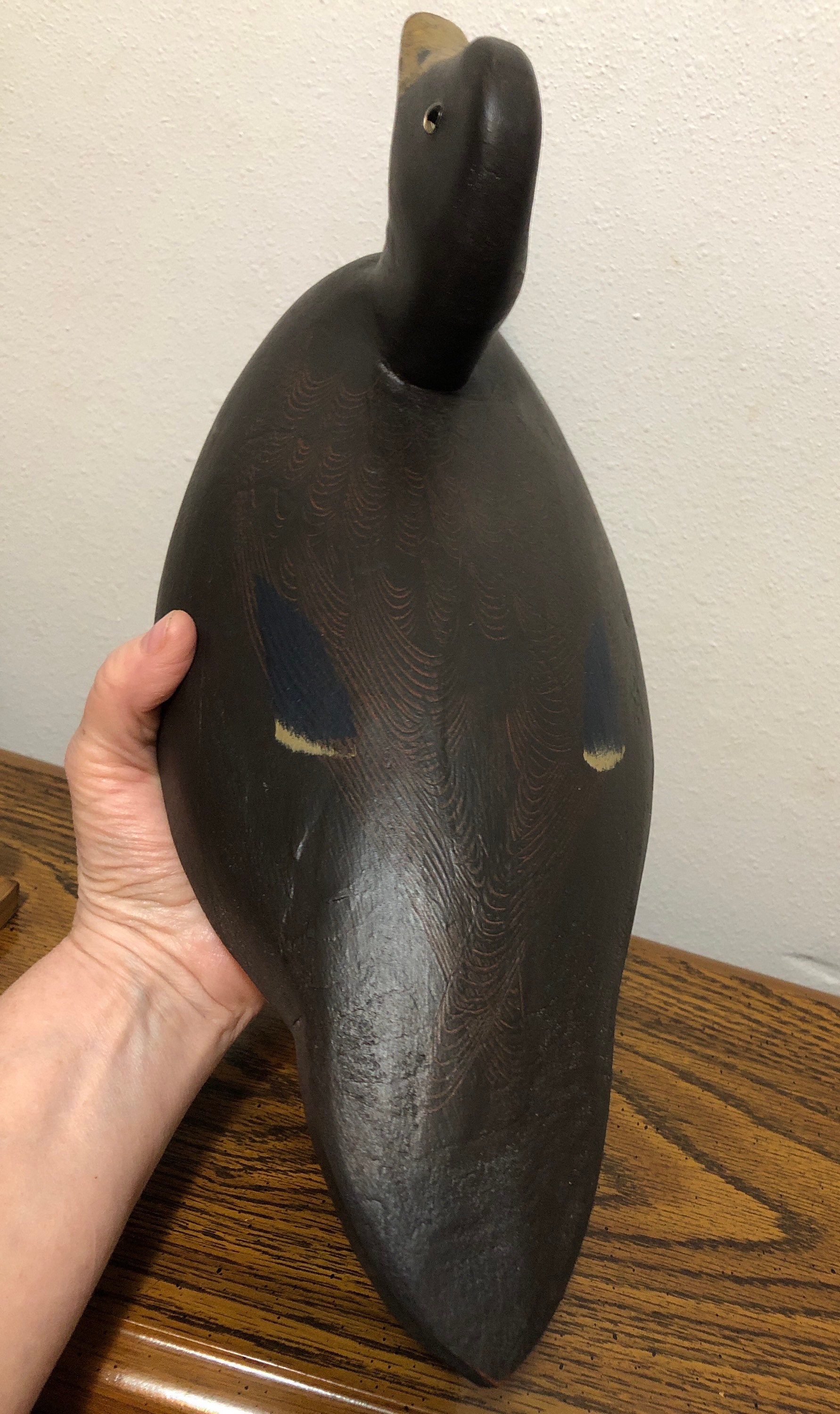 Beautiful Black Wooden Duck Decoy Signed by Artist Tom Martindale ...