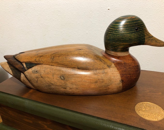 Tom Taber Vintage Ducks Unlimited Wooden Box With Wooden Carved Mallard ...
