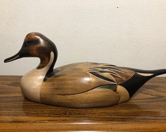 Tom Taber Vintage Ducks Unlimited Wooden Box With Wooden Carved Mallard ...