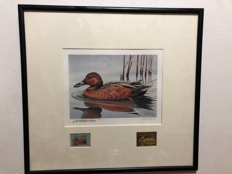 Gold Medallion Edition Federal Duck Stamp Print and Wooden Duck Signed ...