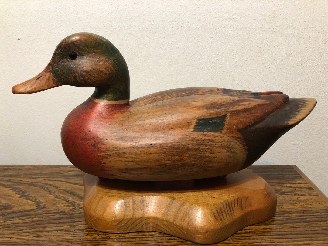 Beautiful Wooden Mallard Duck Signed by Artist RD Lewis - Etsy