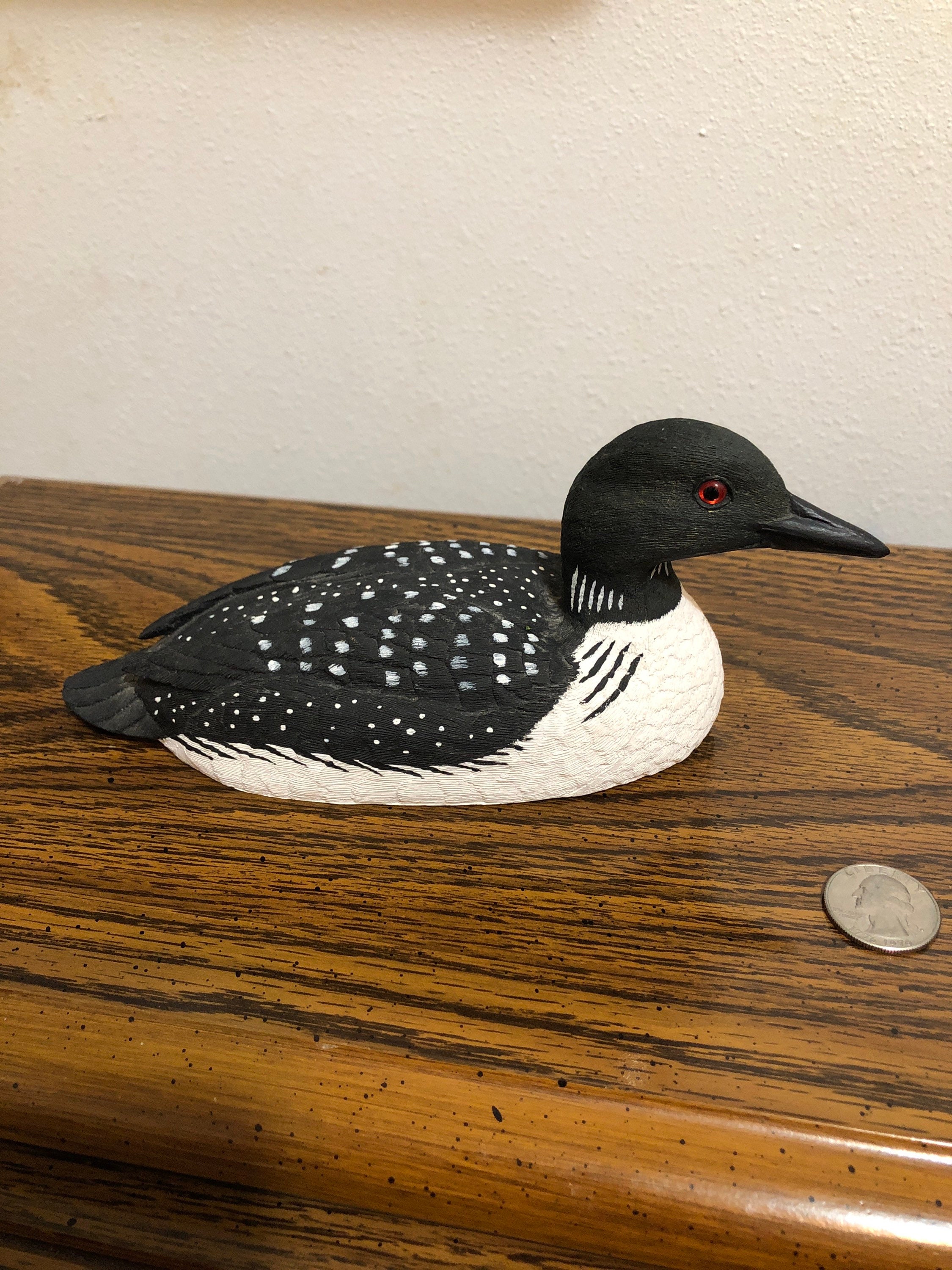 Vintage Hand Carved Wooden Loon Duck Decoy Signed by Dan - Etsy