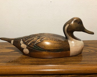 Tom Taber Vintage Ducks Unlimited Wooden Box With Wooden Carved Mallard ...