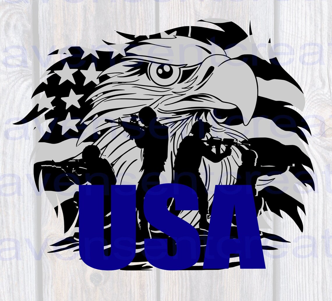 US Patriotic Eagle Soldier Svg Military Eagle Svg American - Etsy