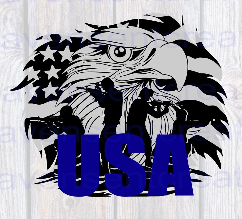 US Patriotic Eagle Soldier Svg Military Eagle Svg American - Etsy