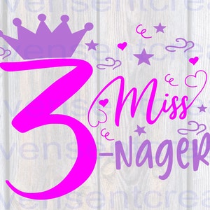 3rd Birthday Svg, Miss Threenager Svg, Third Birthday Svg, Birthday ...