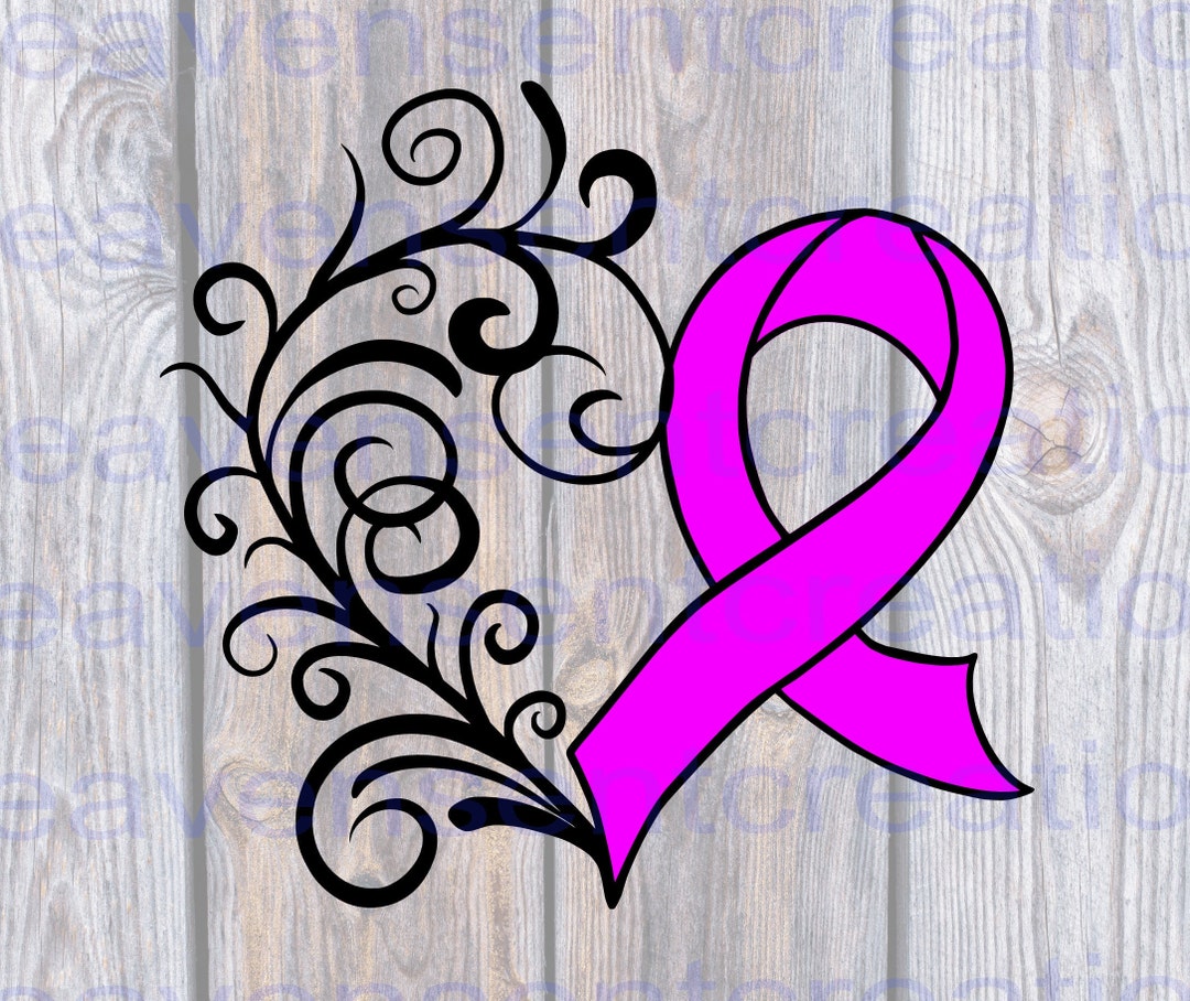 Flourish Heart Ribbon Svg, Digital Download, Awareness Customizable ...
