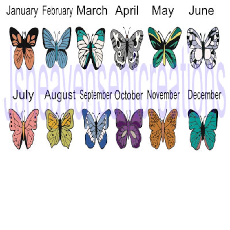 Birth Month Butterflies SVG, Mom, 12 Layered Butterflies Grandmas ...