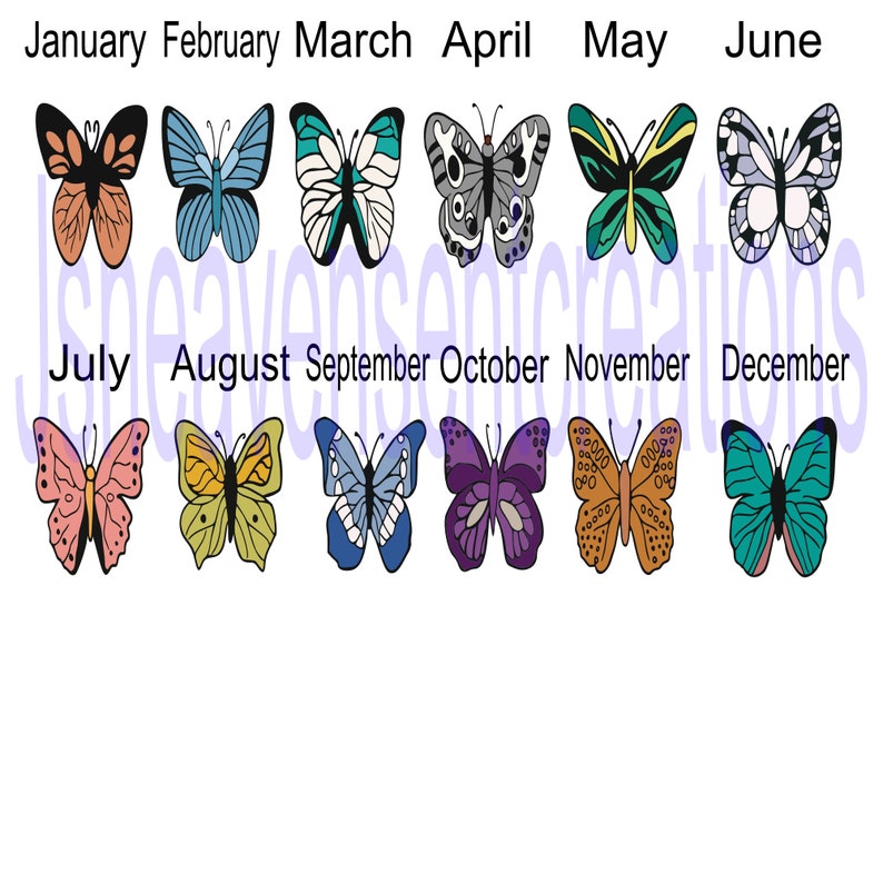 Birth Month Butterflies SVG, Mom, 12 Layered Butterflies Grandmas ...