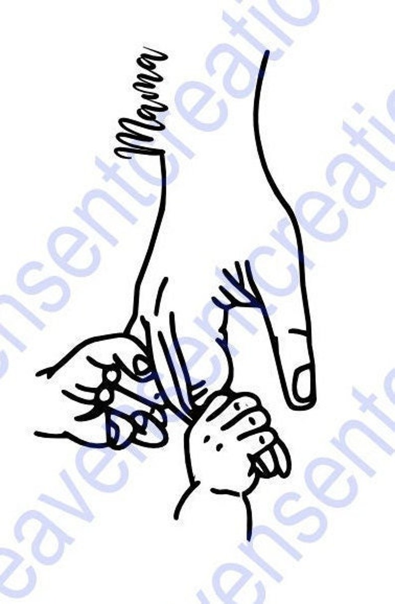 Maman, papa, nana 2 mains enfants SVG. Tenir les enfants et les mains ...