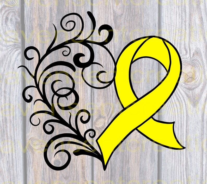 Flourish Heart Ribbon Svg Digital Download Awareness - Etsy