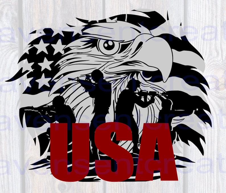 US Patriotic Eagle Soldier Svg Military Eagle Svg American - Etsy