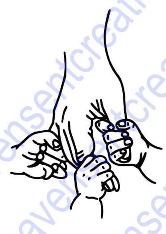 Mamá papá nana 3 niños manos SVG. Sosteniendo a los niños y - Etsy España