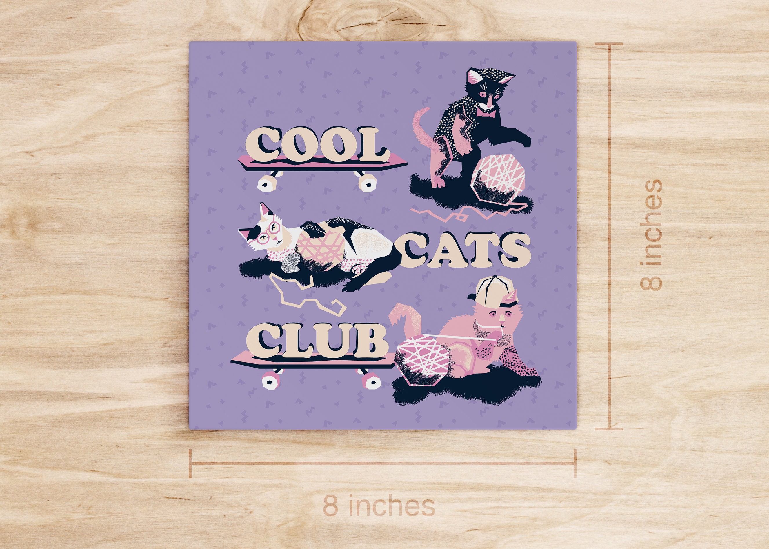 Cool Cat Club ilustración gato dibujo divertido gato arte 90s gatos ...