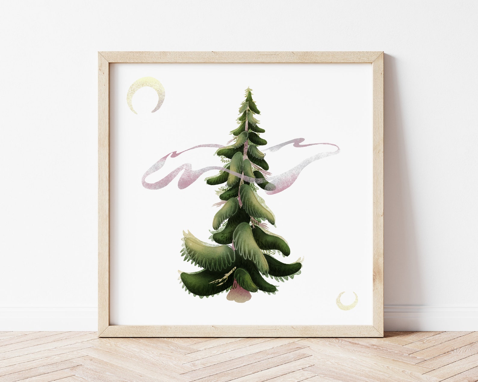 Pine Tree Drawing Artwork Stylized Whimsical Tree Illustration Cute ...