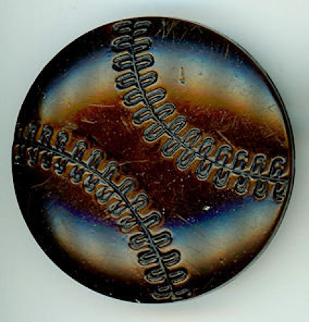 LARGE Celluloid One Piece Brown Baseball Button With Celluloid Shank 1 ...
