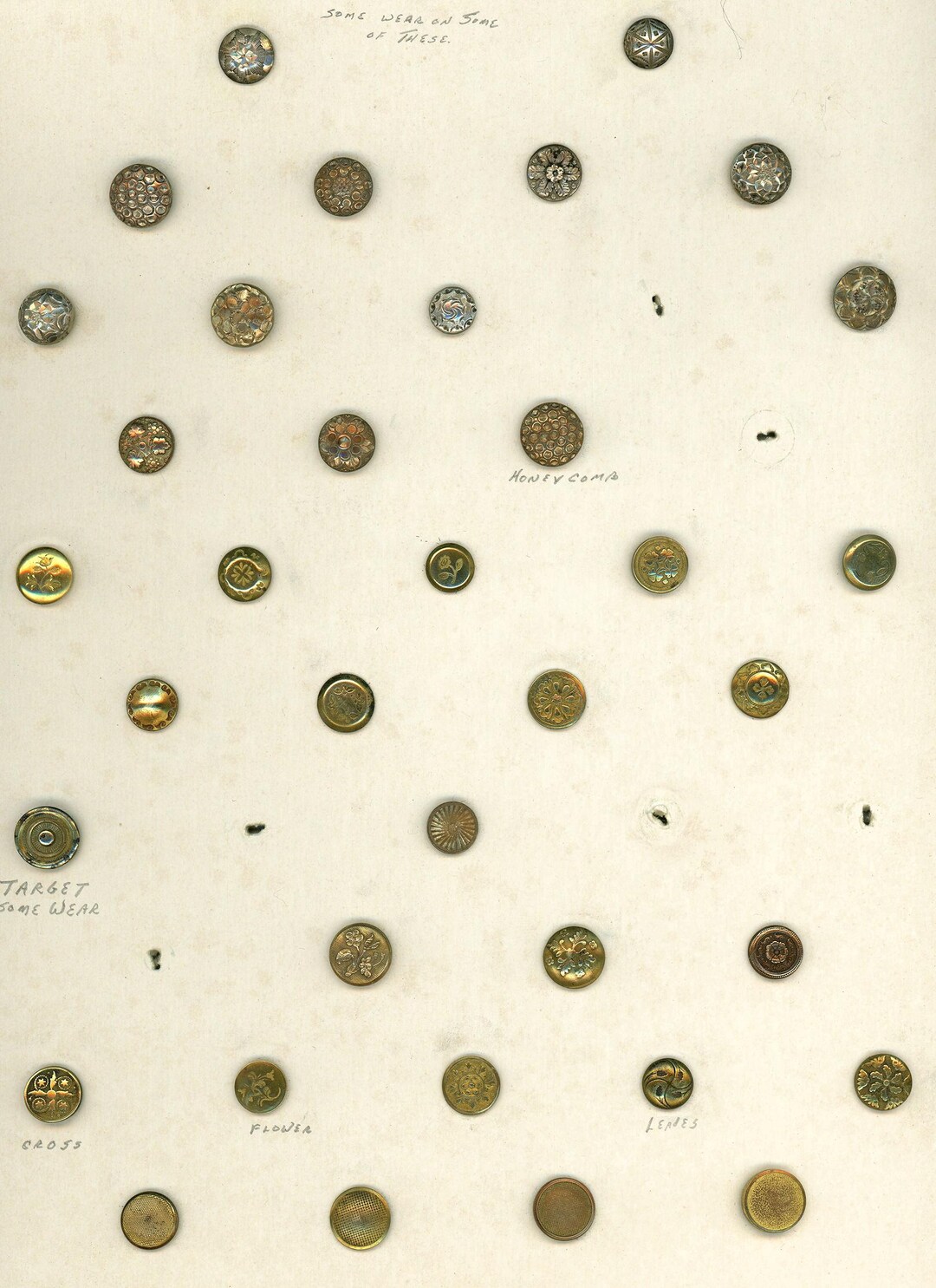 Antique 36 Gilt Buttons Assorted Back Marks Conventional Designs Floral ...