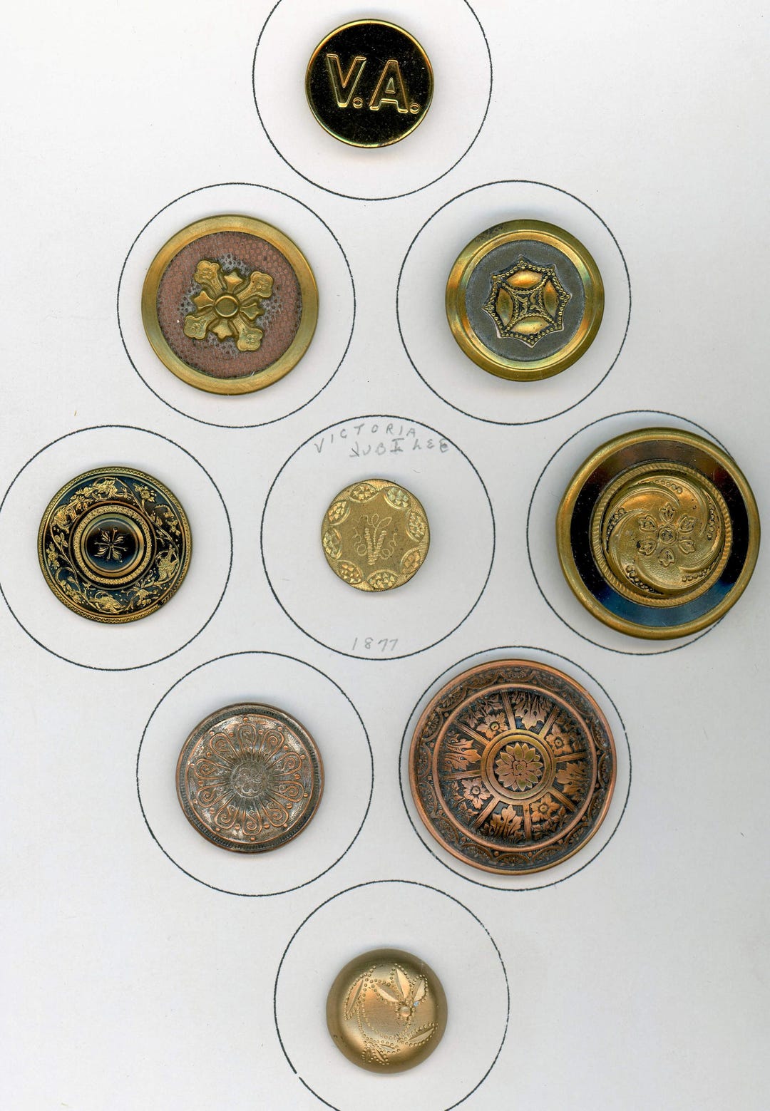 Fabulous Card of Metal Buttons V 1897 Victoria Jubilee,scoville Double ...