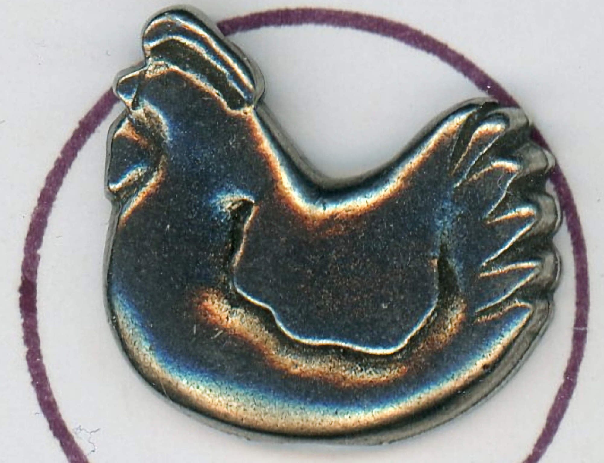 Danforth Pewter Rooster Button Back Marked Realistic DV 64 5/8 X 11/16 ...