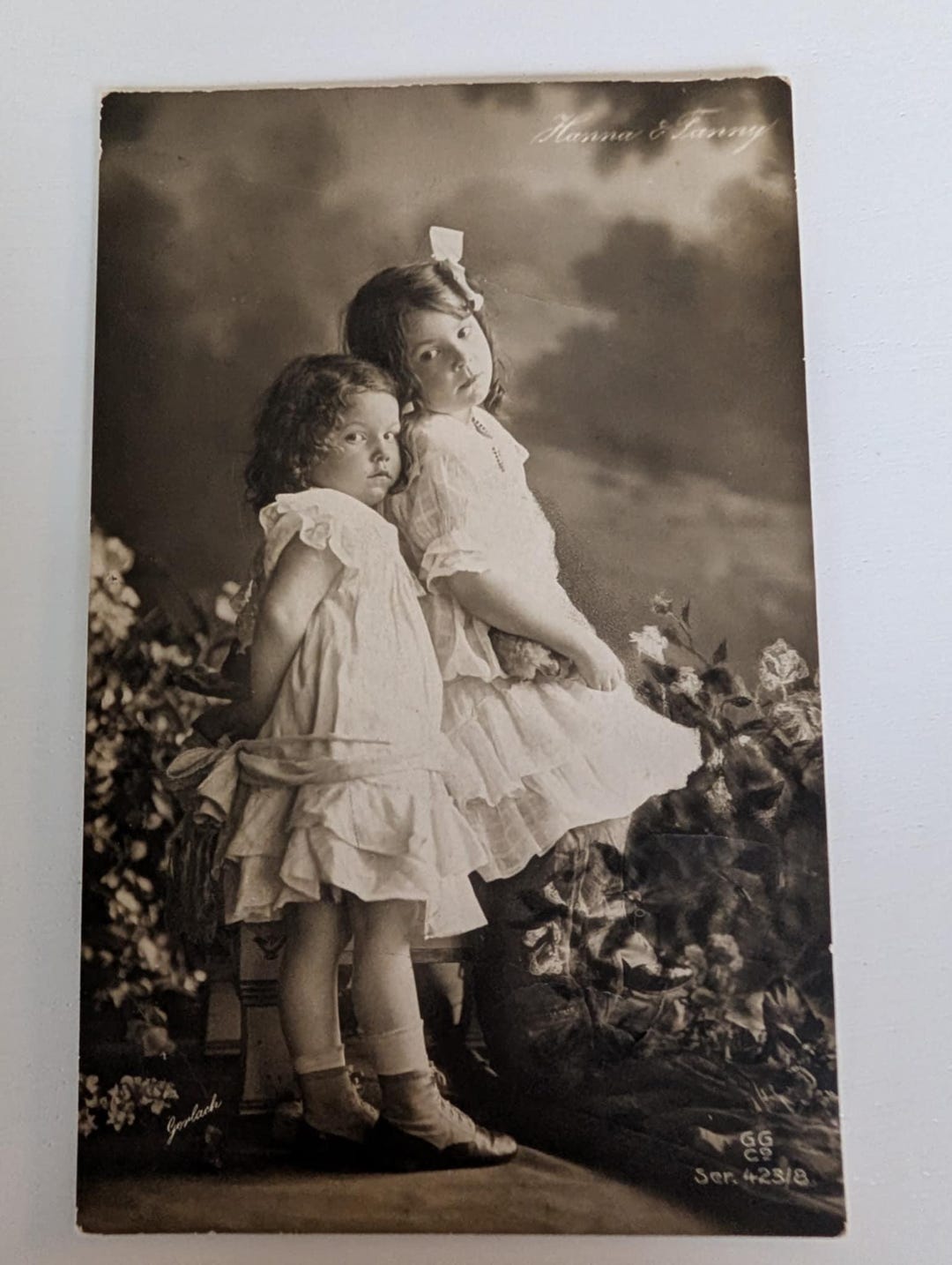 Vintage Postcard Hanna & Fanny, Real Photo RPPC Girls in Dresses, Early ...