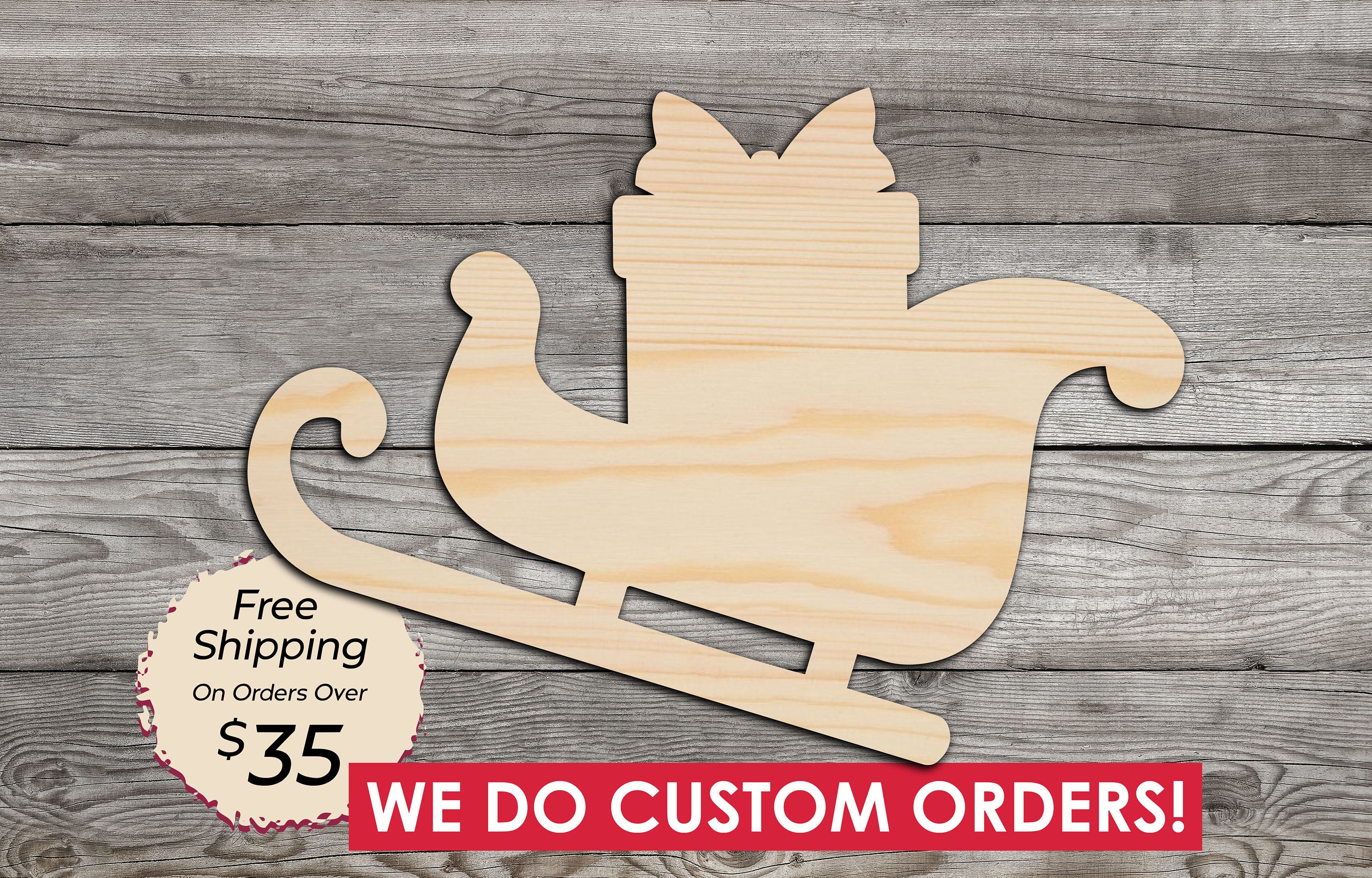 Sleigh Wooden Craft Shape / Wood Cutout Home Decor Laser | Etsy