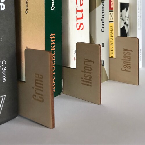 Book Shelf Dividers Eco Friendly Book Organizers Both Sides | Etsy