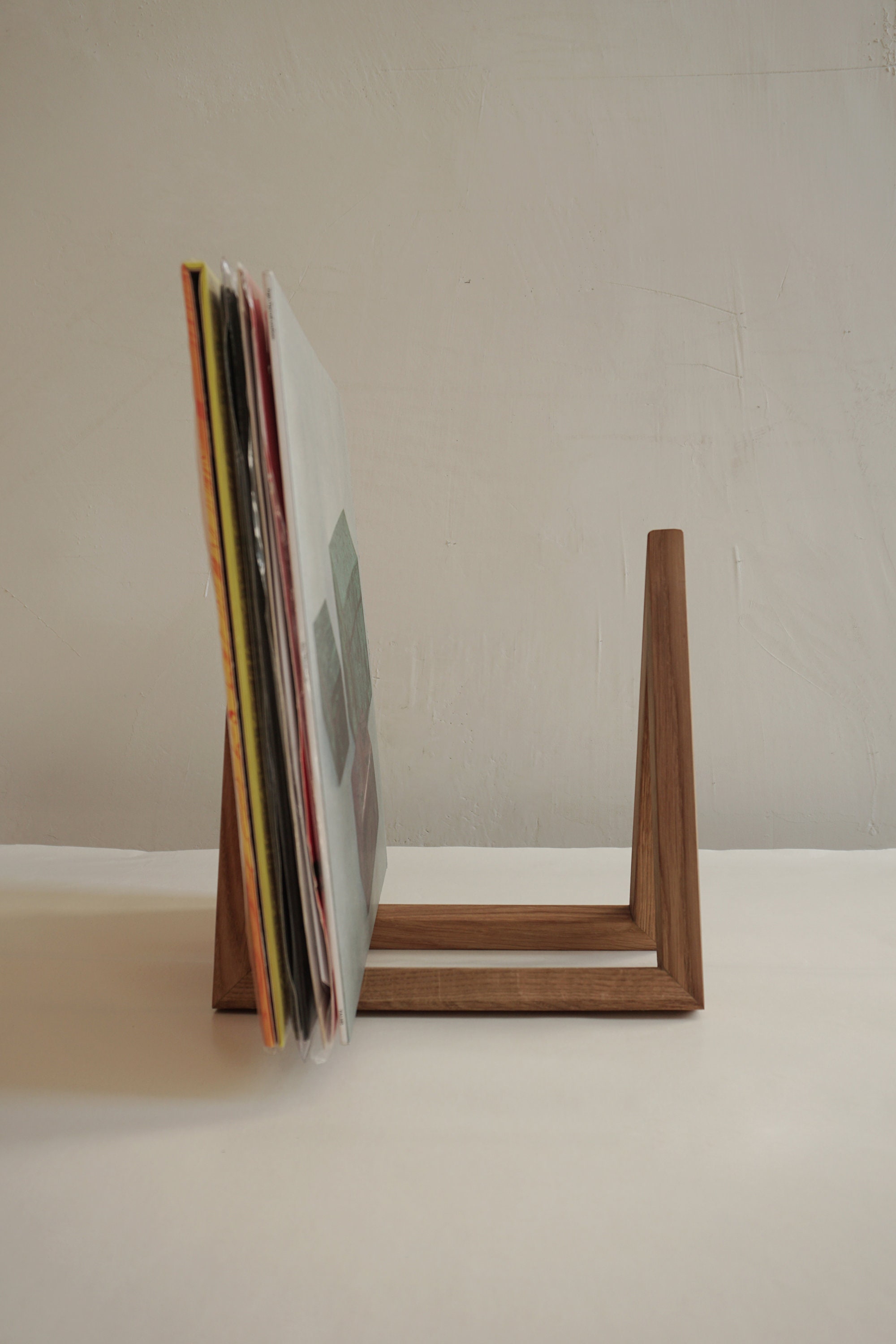 Triangle Vinyl Rack, Oak Wood Record Rack, Storage Organizer Rack ...