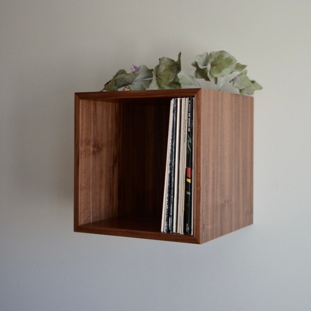 Floating Vinyl Record Storage Wood Vinyl Records Storage Modern Design ...