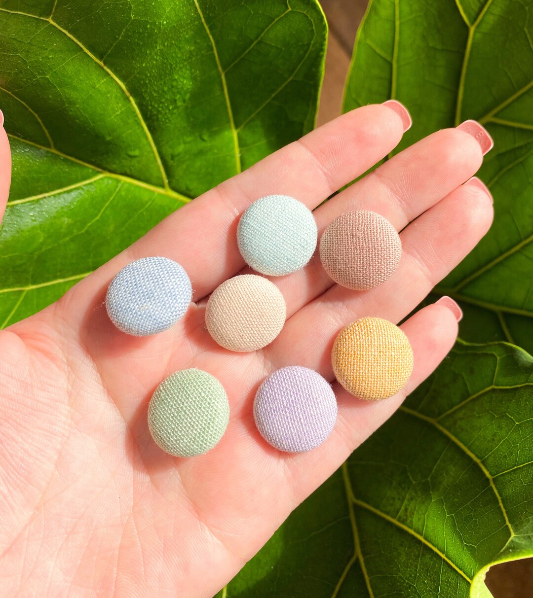 Pastel Linen Covered Button Solid Colored Linen Button - Etsy