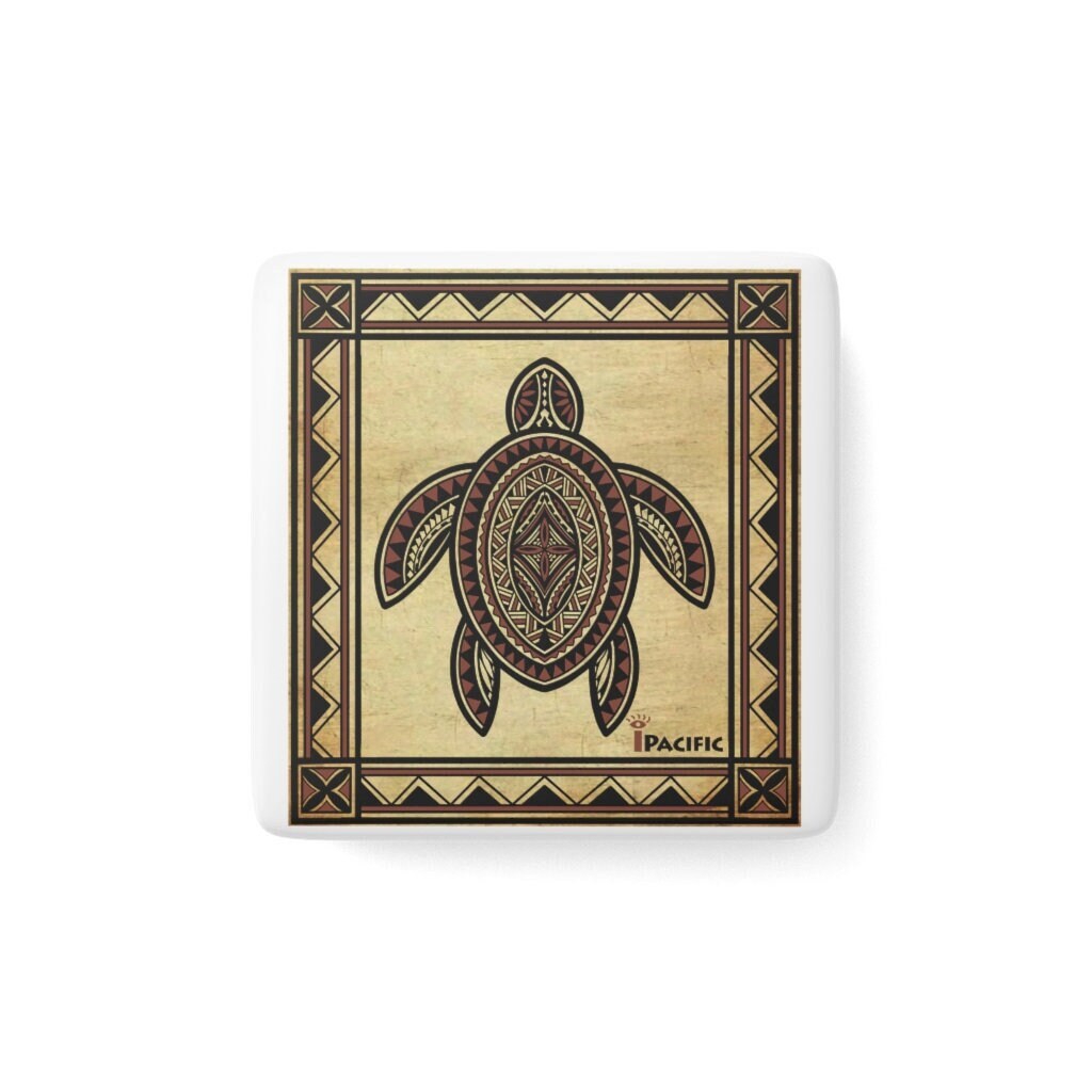 Samoan Polynesian Tapa Cloth or Siapo Style Turtle Porcelain Magnet - Etsy