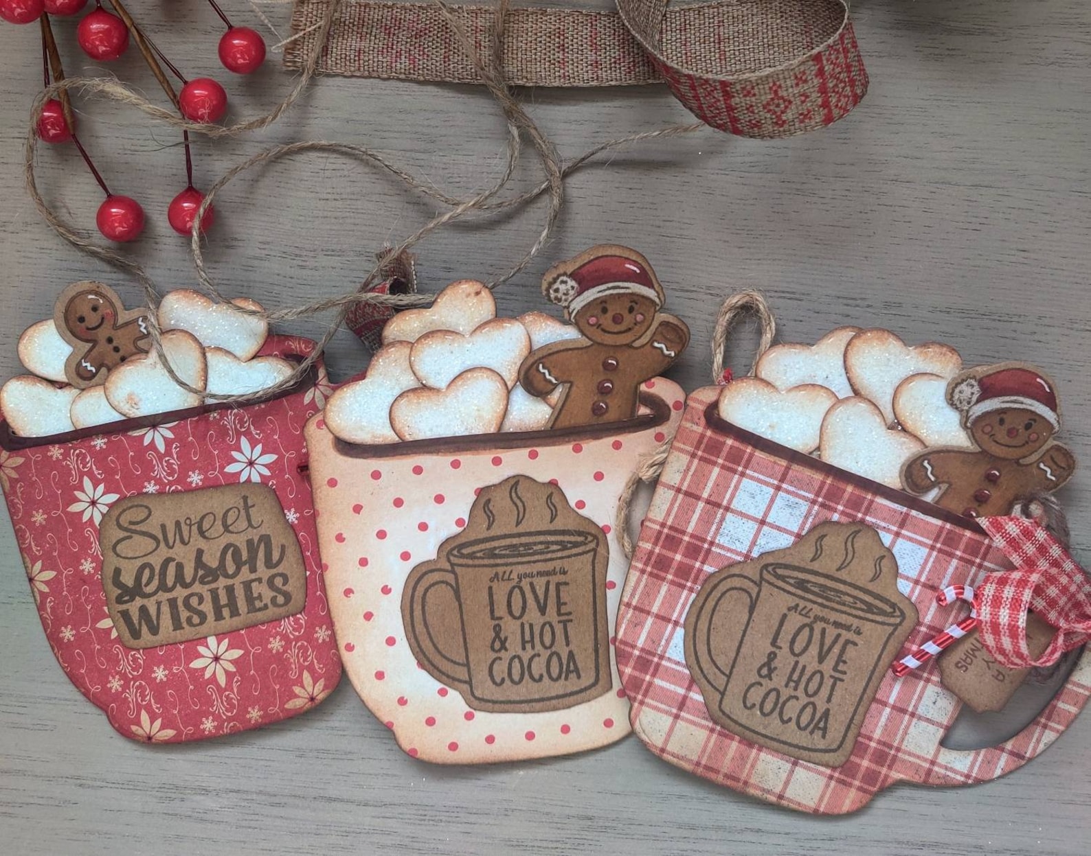Handmade Christmas Tags, Gingerbread Tags, Hot Cocoa Tags - Etsy