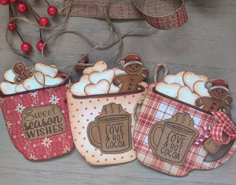 Etiquetas navideñas hechas a mano, etiquetas de pan de jengibre ...