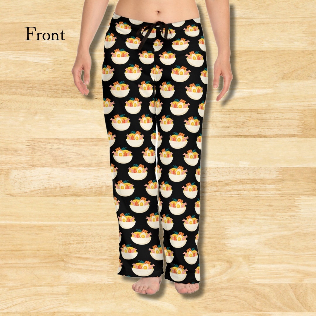Ramen Pajama Pants: Women's Black Kawaii Noodle Print Lounge Pants - Etsy