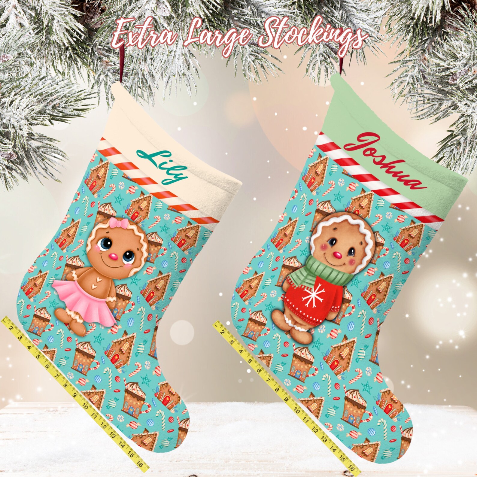 Personalized Large Fleece Gingerbread Stocking - Gingerbread House and ...