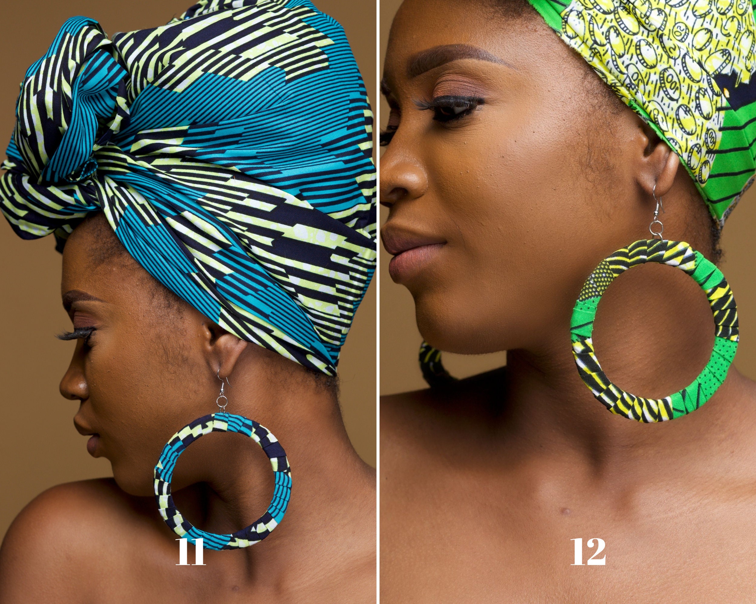 African Hoop Earrings Gift Ankara Earrings Fabric | Etsy