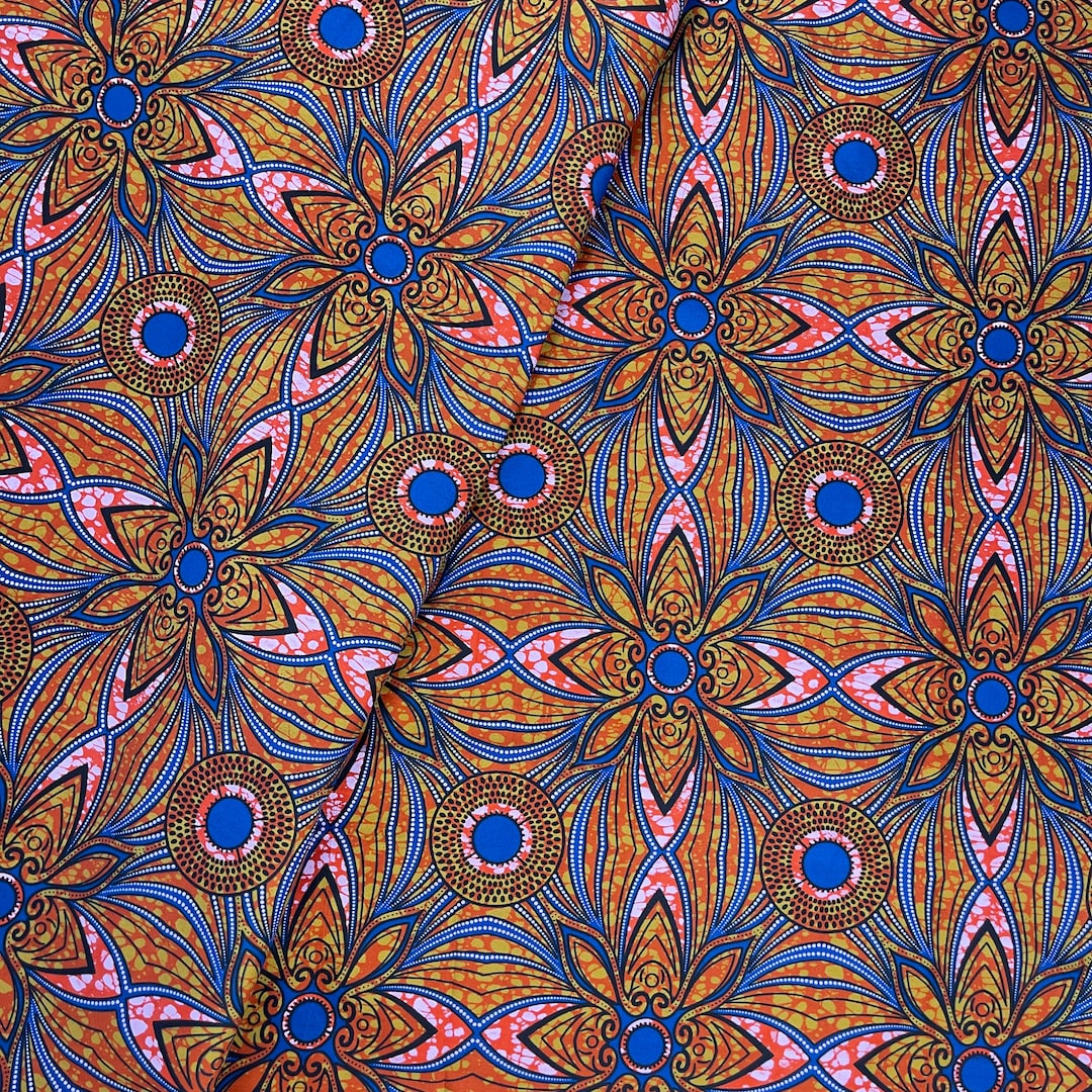 Green Pink Floral African Print Fabric | by the Yard and Half Yard ...