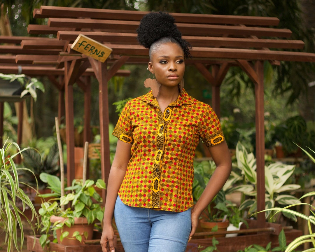 SALE - UK Size 8 & 10 - AYANDA African Shirt / Ankara Blouse / African ...