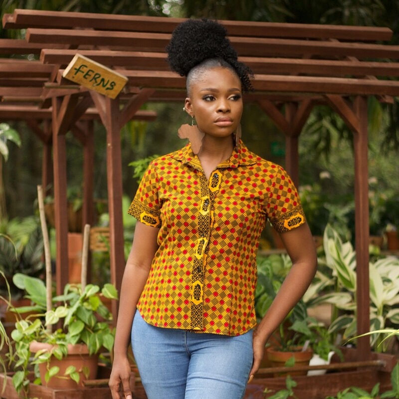 African Print Blouse - Etsy