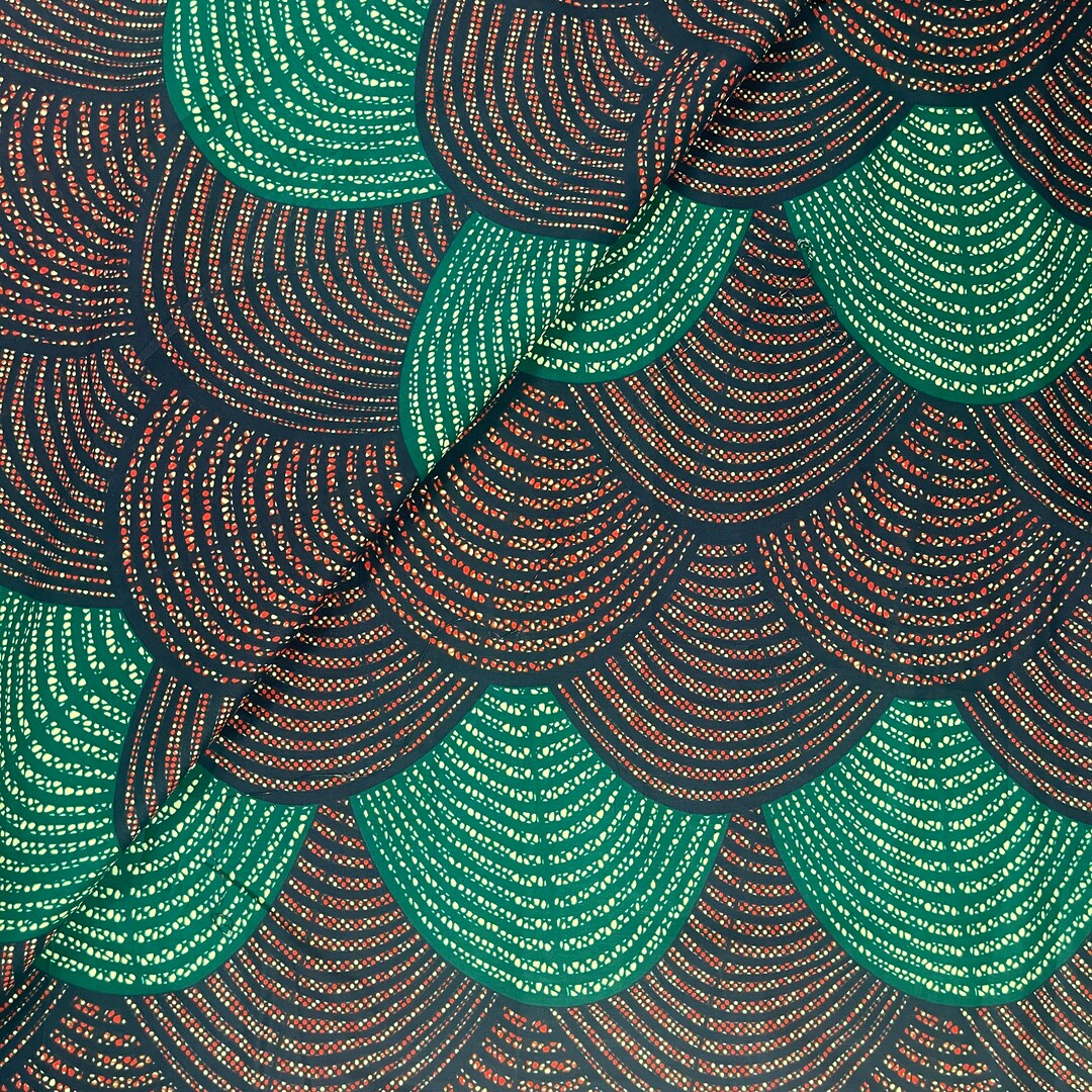 Brown and Green African Print Fabric by the Yard and Half Yard Home ...