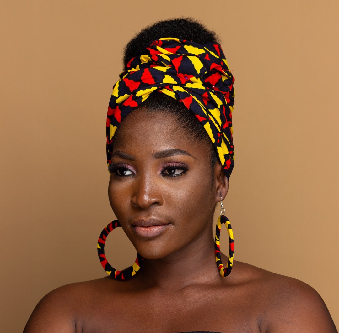 MEZIA Gift for Her | African Head Wrap & Jewellery Set | Ankara Head ...