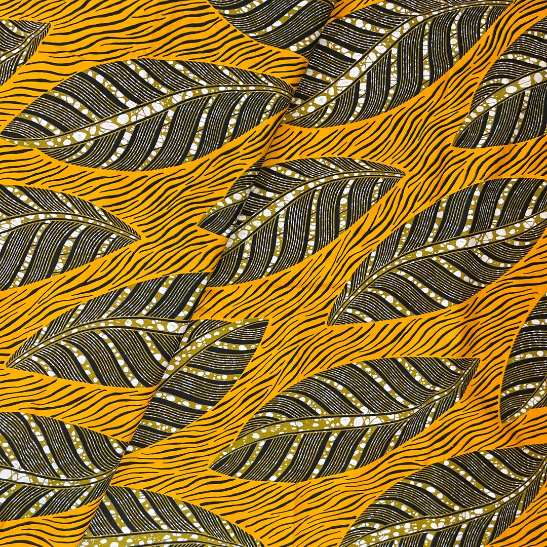 Yellow Leaf Ankara African Print Fabric | by the Yard and Half Yard ...