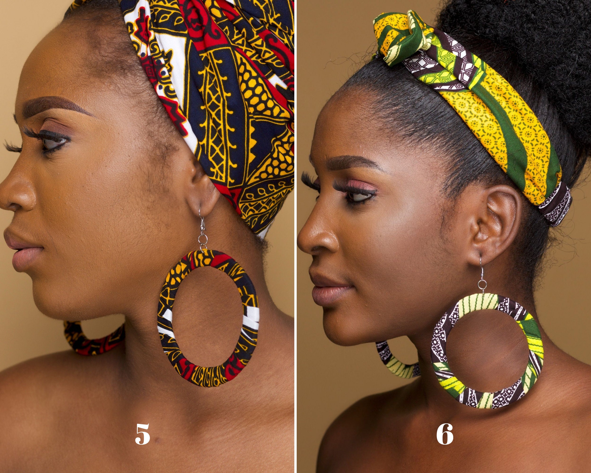 African Hoop Earrings Gift Ankara Earrings Fabric | Etsy