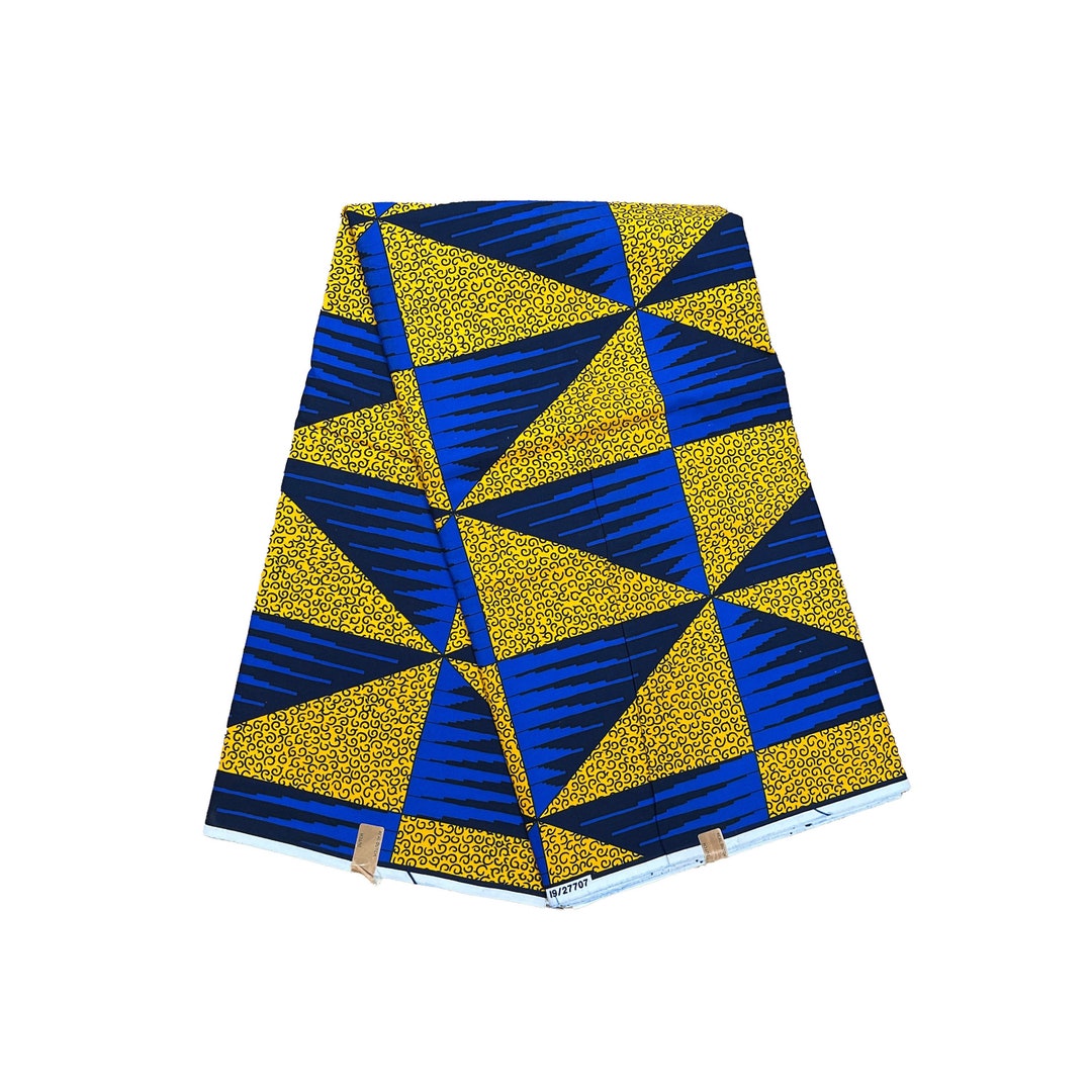 Yellow Blue Ankara Print African Wax Cotton Fabric | Designer Fabric ...