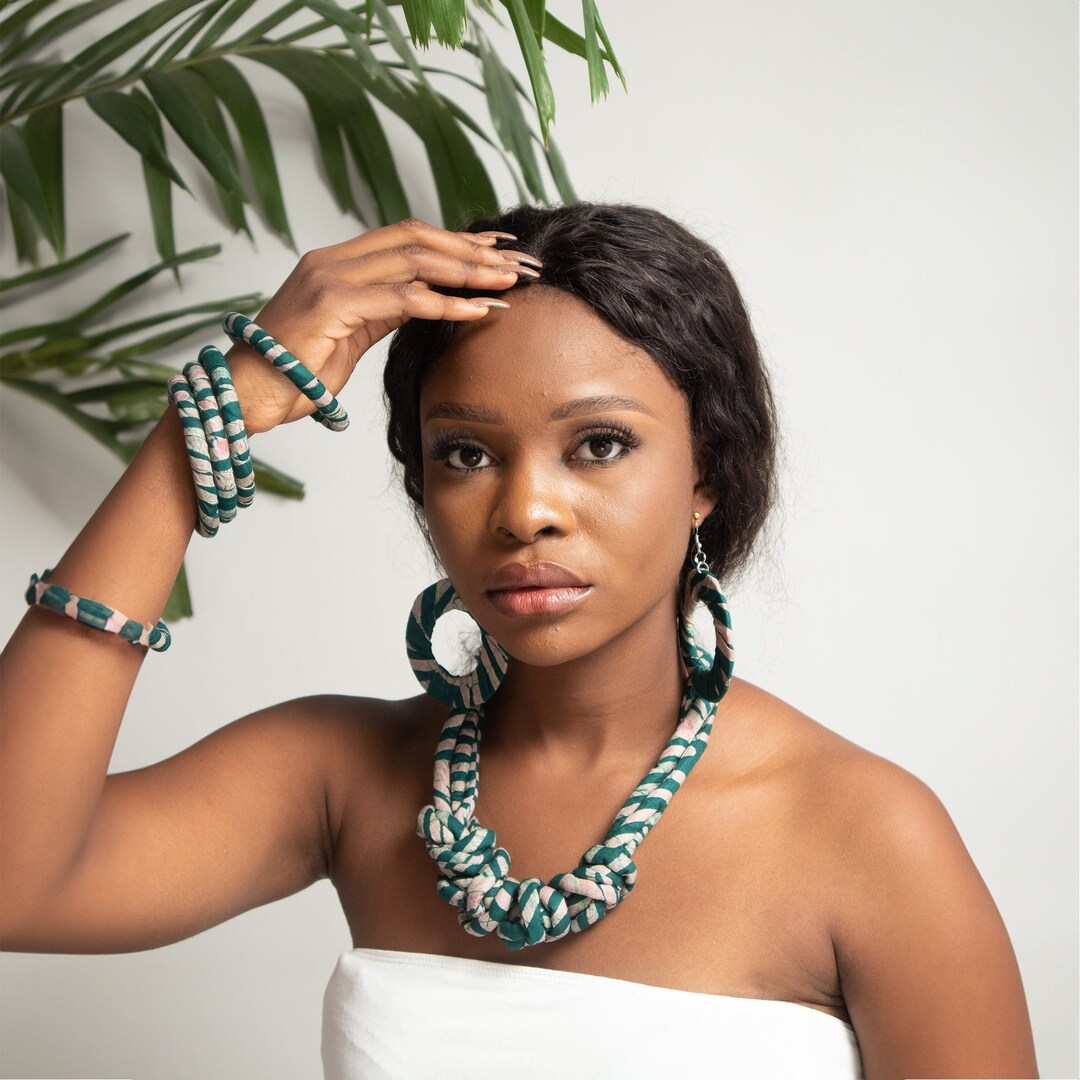 NOMUSA Hand Made Adire African Jewellery Set - African Earrings ...