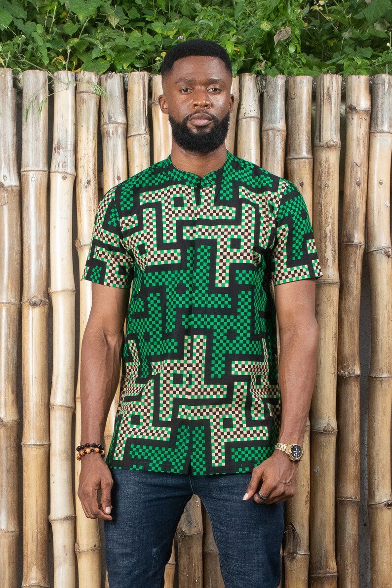 ENAN African Print Ankara Shirt, Green - Etsy
