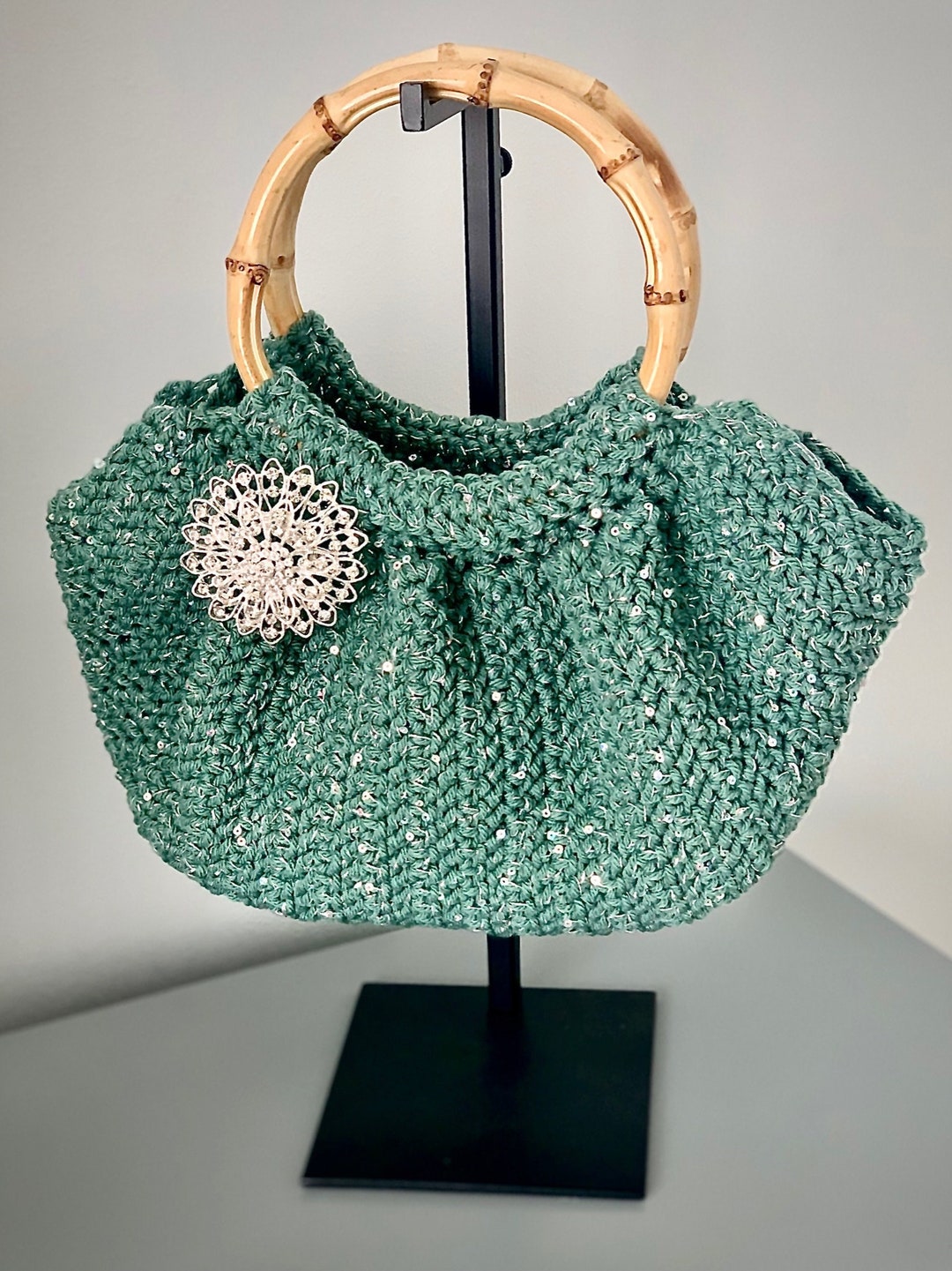 Crochet Fat Bottom Bag- Hosta Sparkle/ Ready to Ship - Etsy