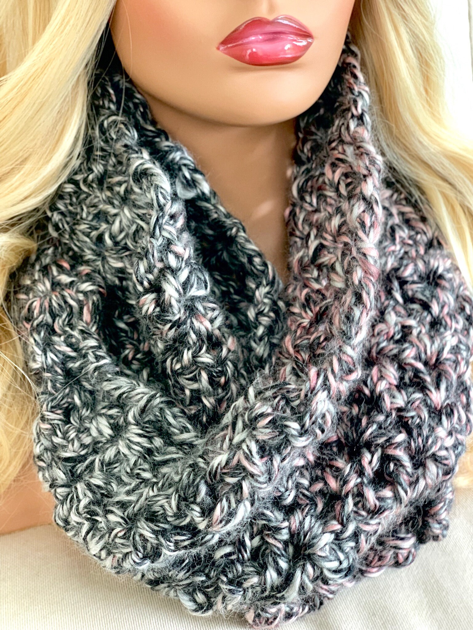 Crocheted Chunky Infinity Scarf ~ Ready To Ship