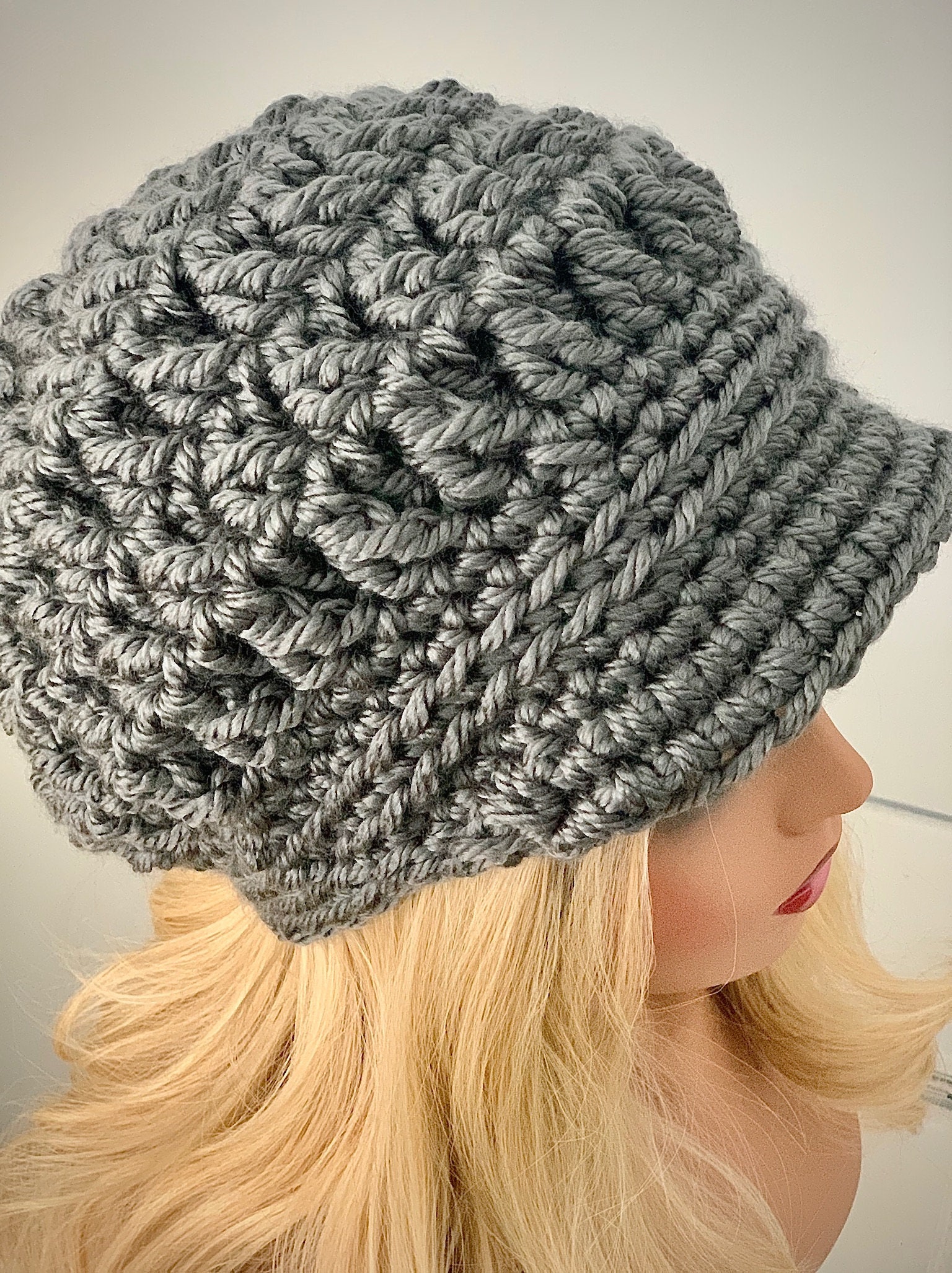 Chunky Crochet Newsboy Hat ~ Charcoal ***Ready to Ship***