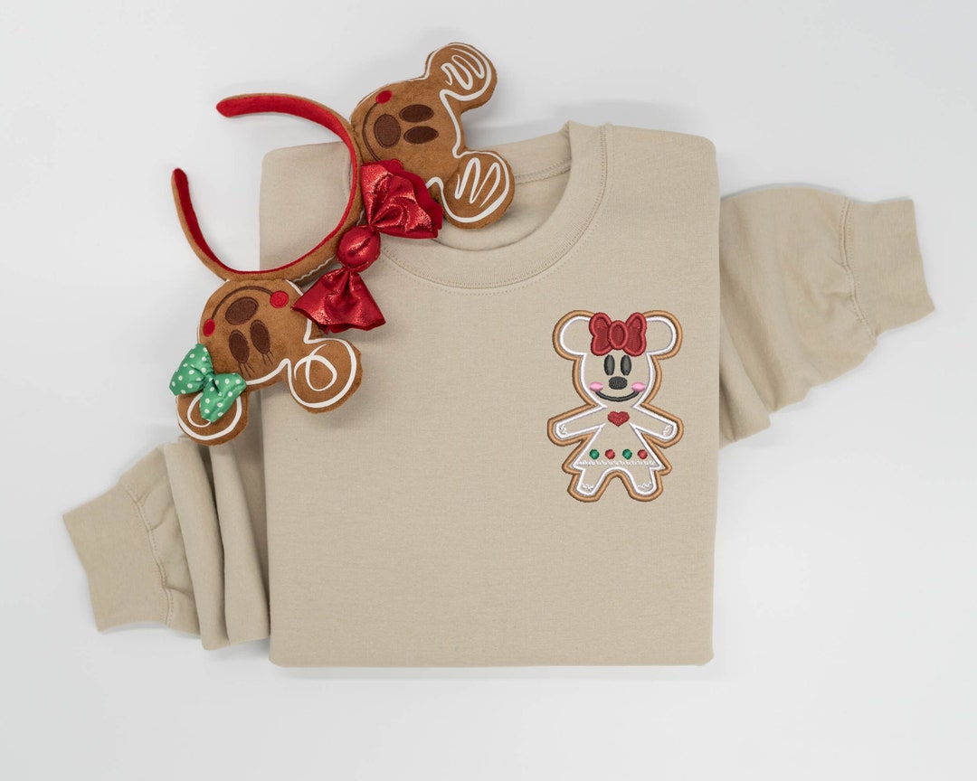 Minnie Gingerbread Embroidered Crewneck, Minnie Embroidered Sweatshirt ...